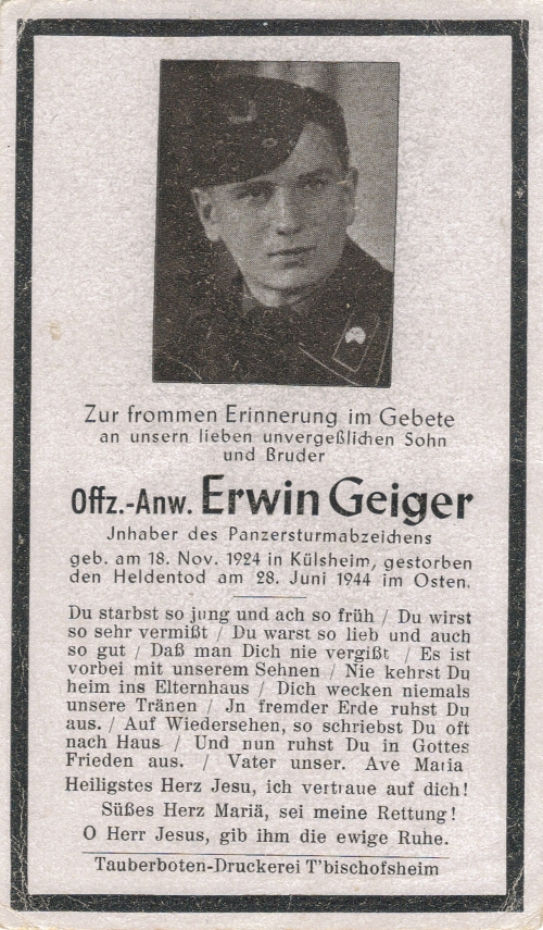 Gefallene und Vermisste aus Külsheim im Zweiten Weltkrieg, 1939-1945