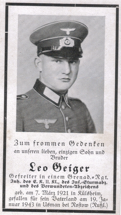 Gefallene und Vermisste aus Külsheim im Zweiten Weltkrieg, 1939-1945
